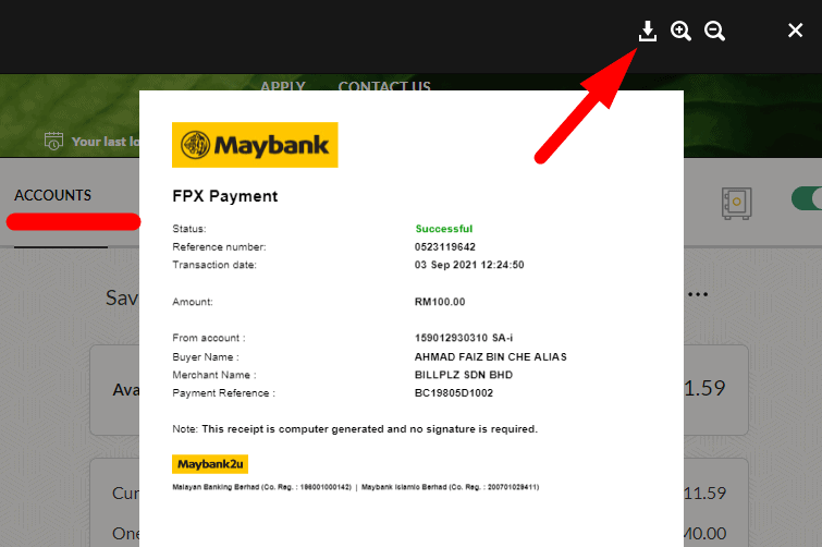 Macam Mana Nak Download Receipt Maybank JeidynnFlowers